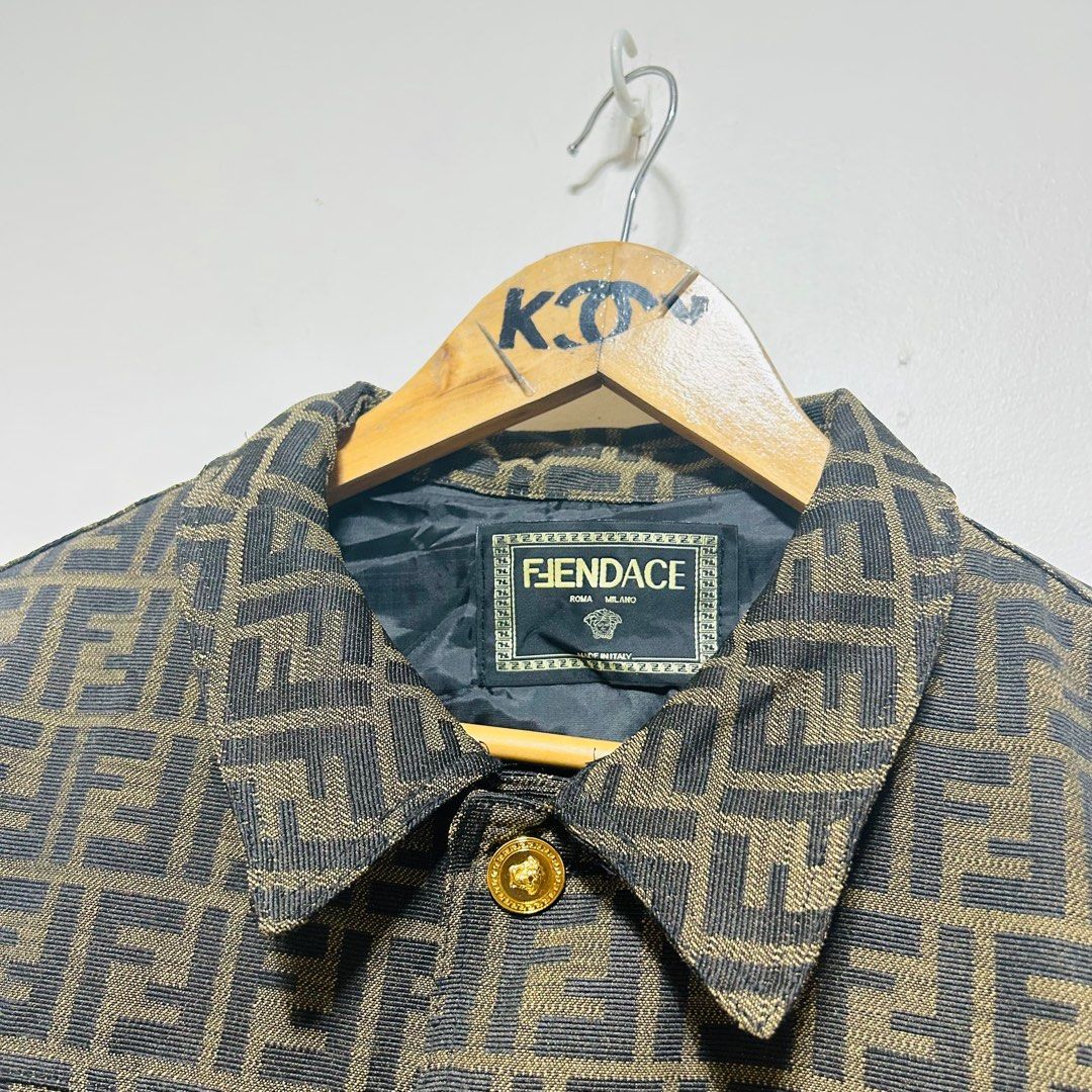 Fendace fendi x Versace denim jacket, Luxury, Apparel on Carousell