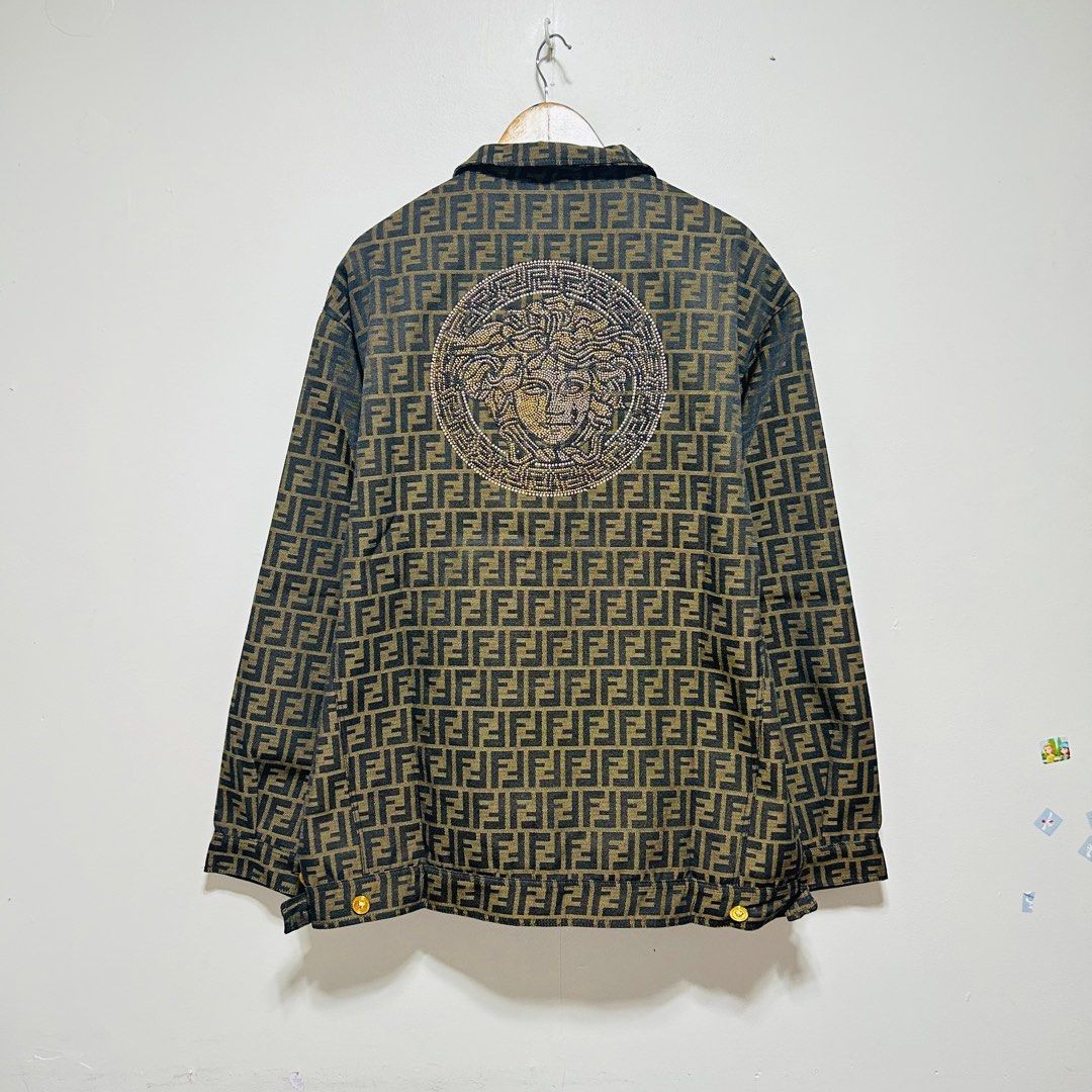 Fendace fendi x Versace denim jacket, Luxury, Apparel on Carousell