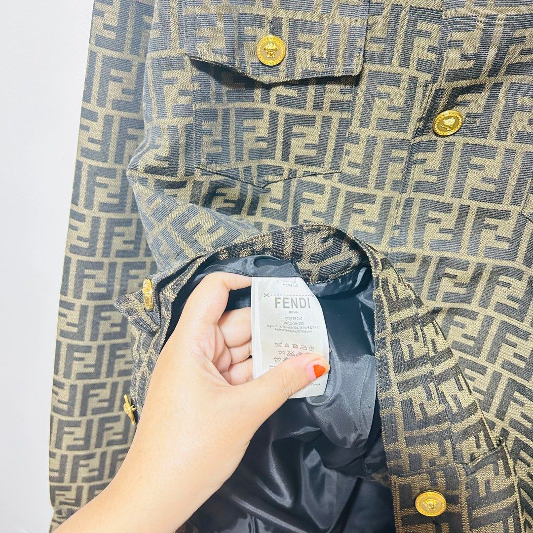 Fendace fendi x Versace denim jacket, Luxury, Apparel on Carousell