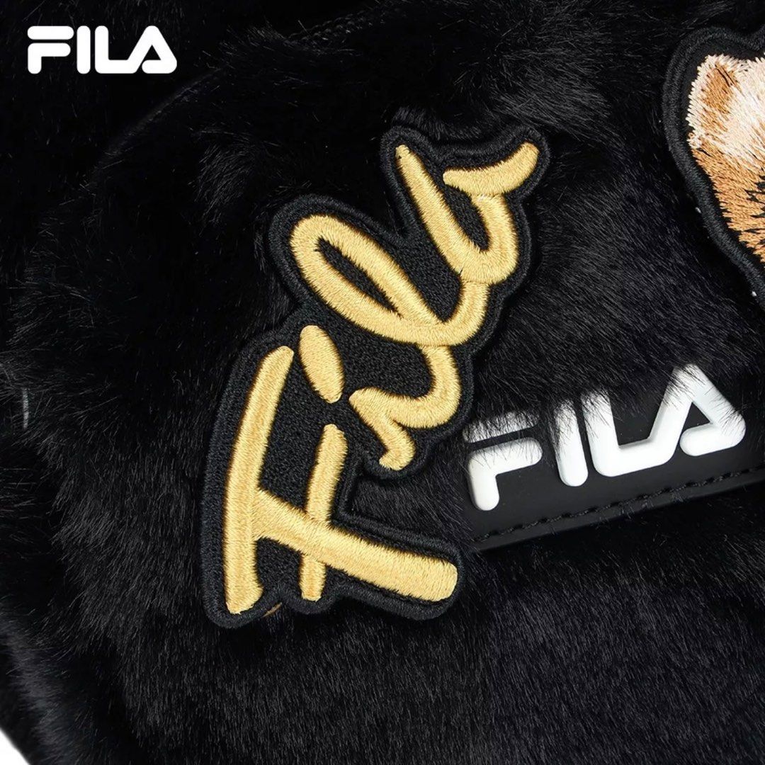 FILA Embroidered Bear Logo Crossbody Fur Bag, Women's Fashion, Bags ...