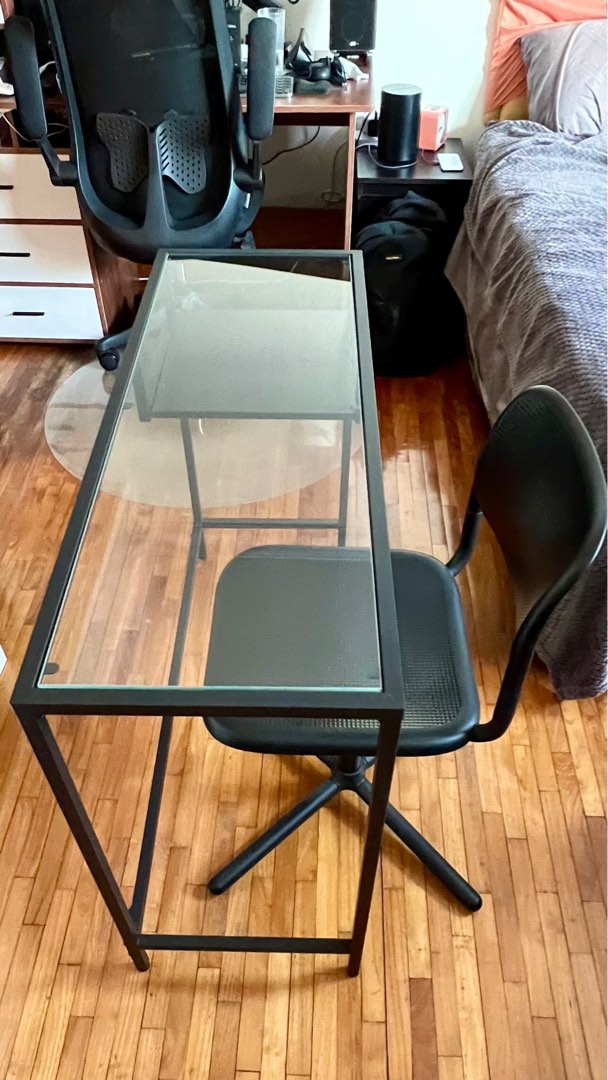 Glass Study Table with Swivel Chair , Furniture & Home Living ...