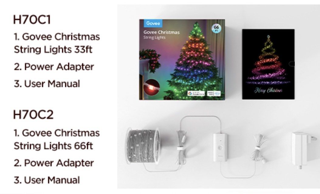 Govee Christmas tree lights (local plug) , 10m or 20m App Control with ...