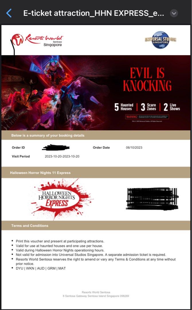 USS Halloween Horror Night 11 (HHN) *EXPRESS* ticket, Tickets ...