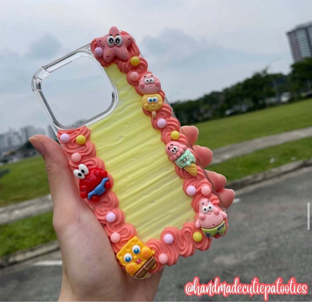 Handmade SpongeBob & Friends Decoden iPhone 14 Pro Case, Mobile Phones ...