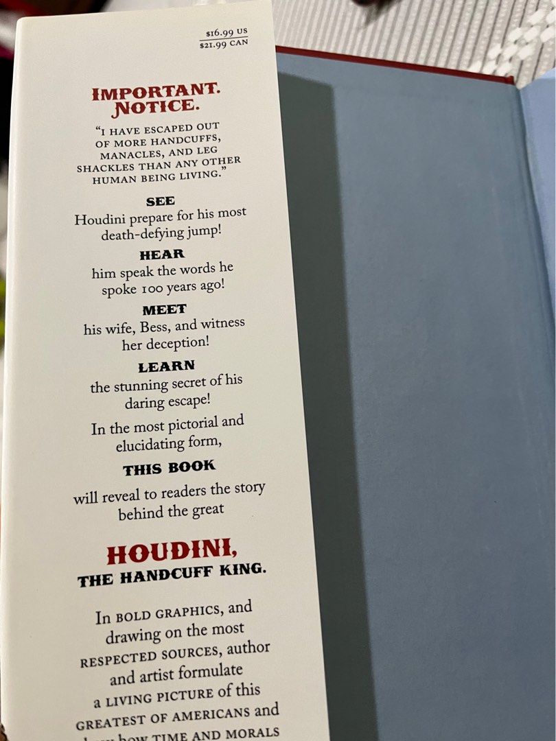 Houdini the Handcuff King graphic novel hardcover Jason Lutes, Hobbies ...