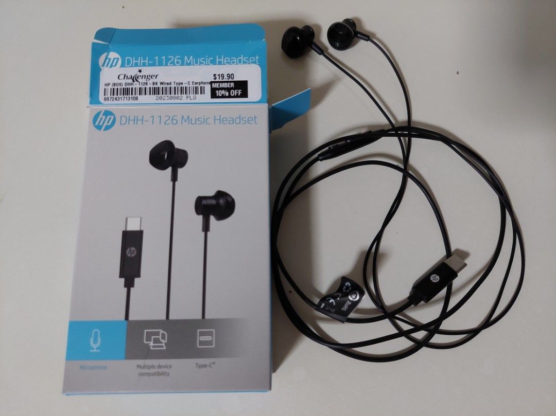 HP Earphones with Mic, type c, Audio, Earphones on Carousell
