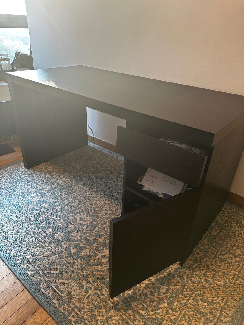 IKEA Malm desk, black brown, Furniture & Home Living, Furniture, Tables ...