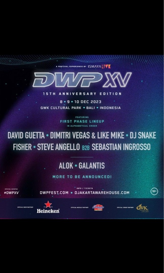 JUAL TIKET DWP XV 2023 VIP 3 DAY PASS, Tiket & Voucher, Tiket Acara di Carousell