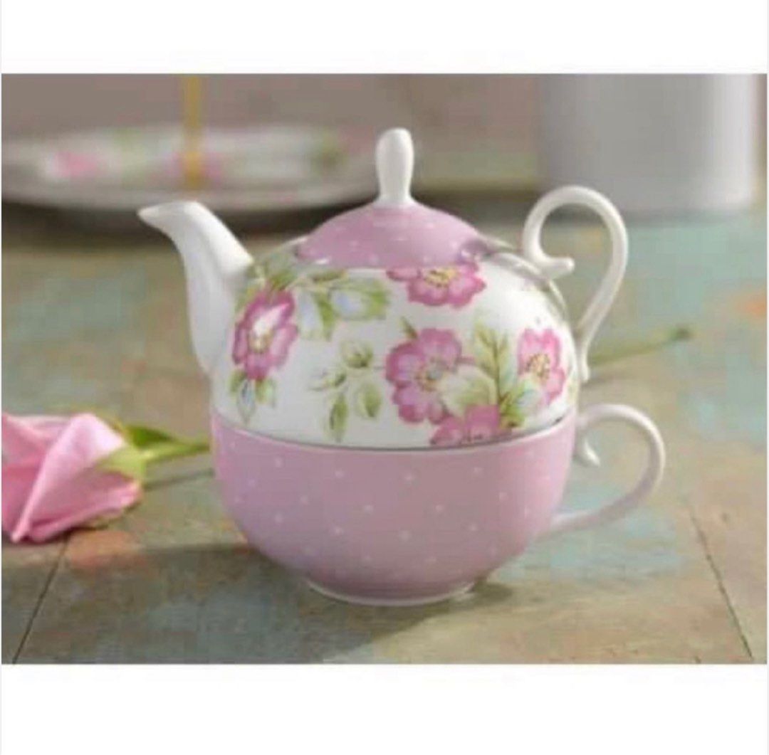 Katie Alice Teapot & Cup Set (Stackable), Furniture & Home Living ...