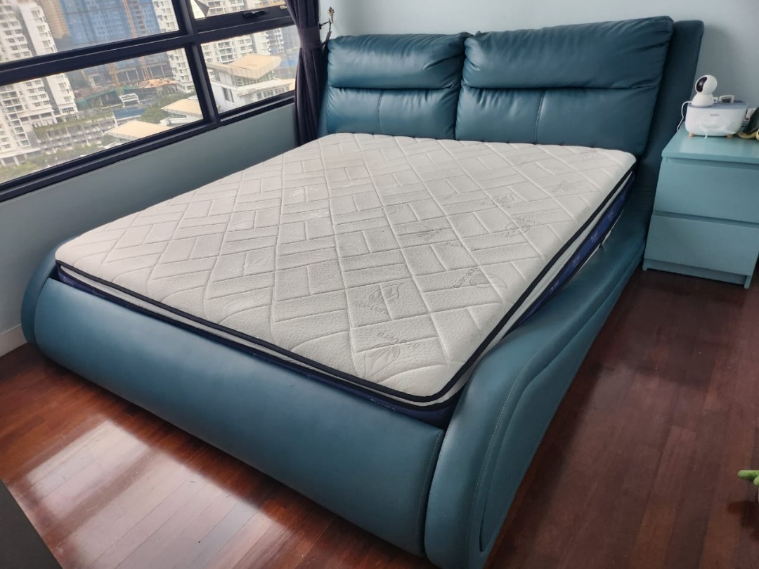 King size bed frame with Dorma brand mattress, Furniture & Home Living ...