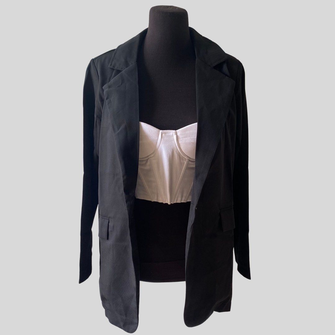 Kinwoo Loose Style Black Suit Blazer, Women's Fashion, Coats, Jackets ...