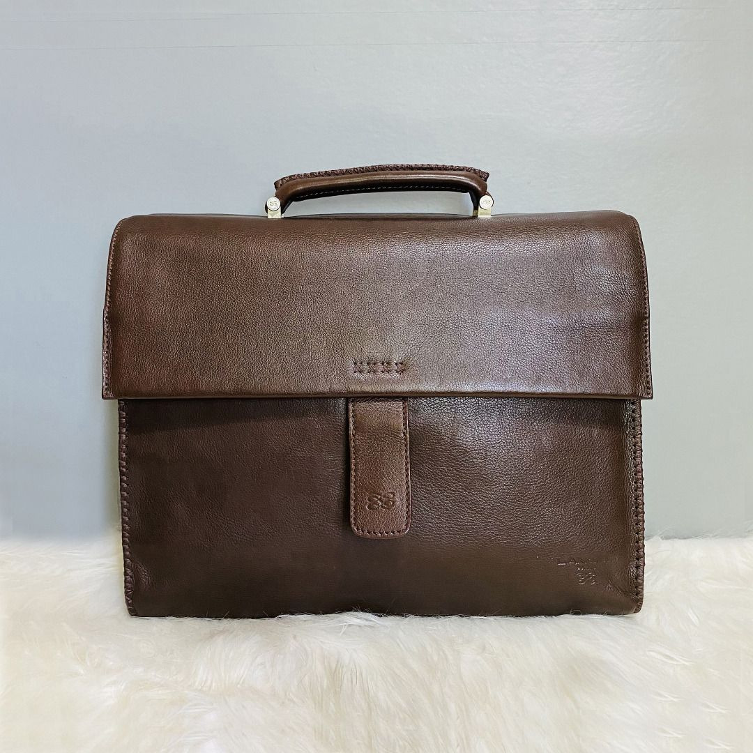Lancel Vintage Dark Brown Leather Document Bag Briefcase, Men's Fashion ...