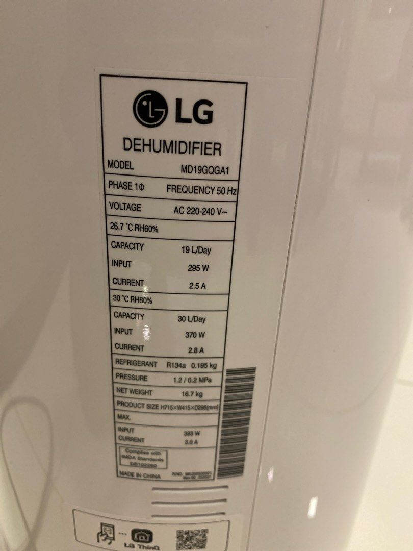 LG Dehumidifier with Ionizer, TV & Home Appliances, Air Purifiers ...