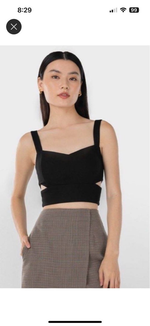 LOVET CASS SIDE CUT TOP IN black, Women's Fashion, Tops, Sleeveless on ...