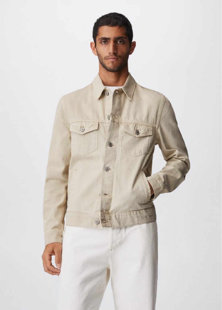 Mango Beige Denim Jacket, Men's Fashion, Coats, Jackets and Outerwear ...