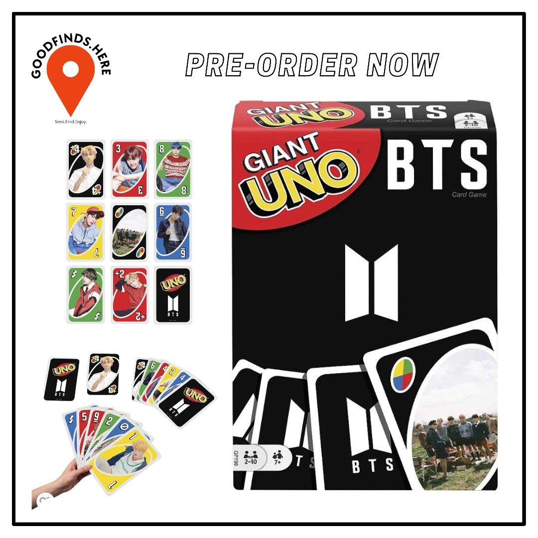 Mattel Giant Uno BTS Cards Preorder, Hobbies & Toys, Toys & Games on Carousell