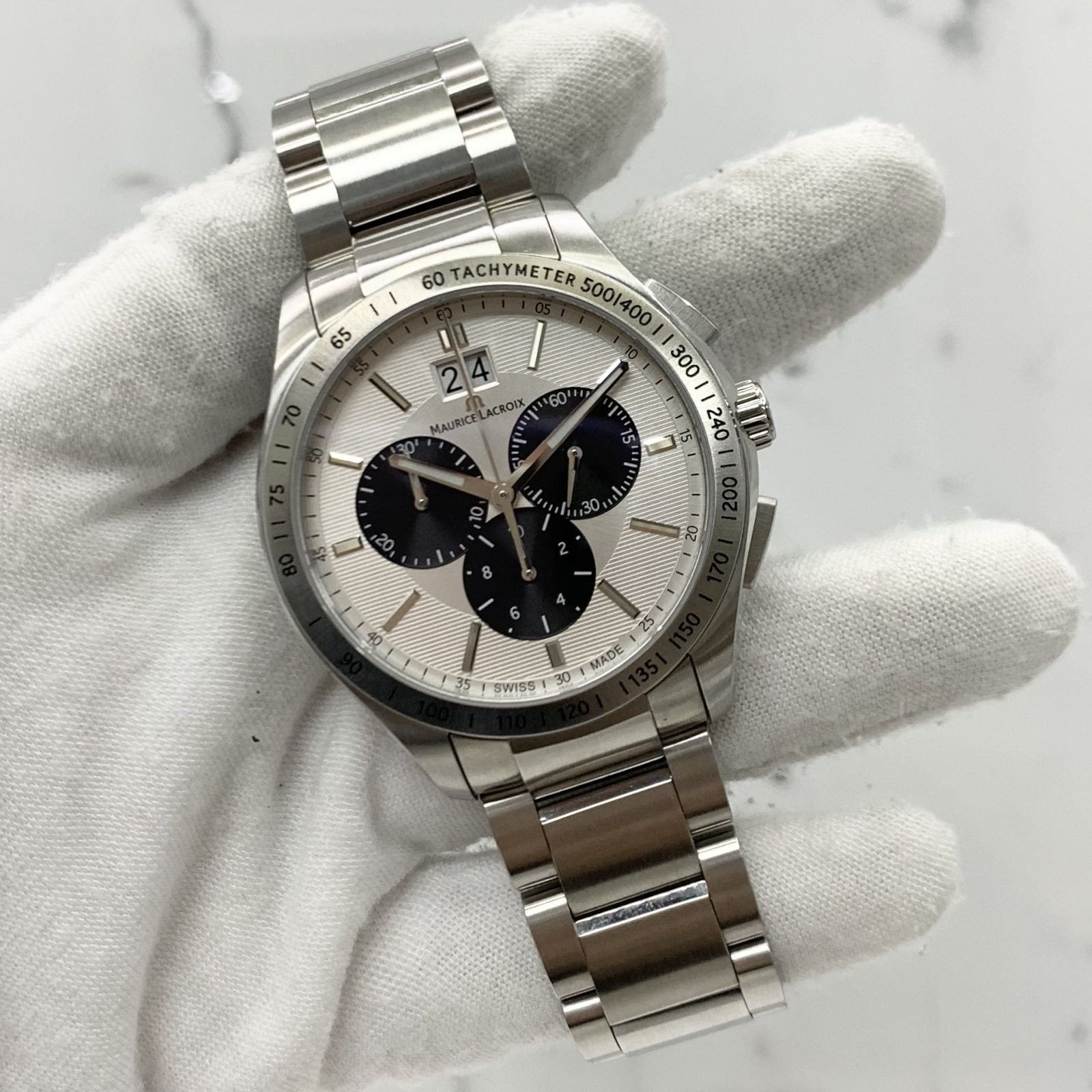 MAURICE LACROIX MI1028-SS002-13 QUARTZ MIROS CHRONOGRAPH MEN'S WATCH ...