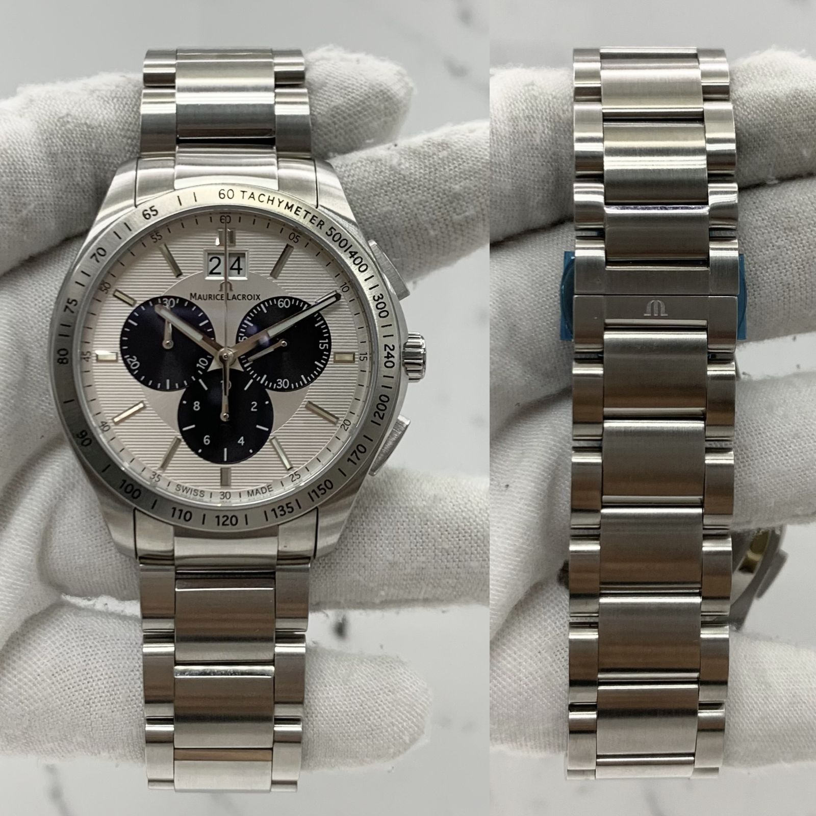 MAURICE LACROIX MI1028-SS002-13 QUARTZ MIROS CHRONOGRAPH MEN'S WATCH ...