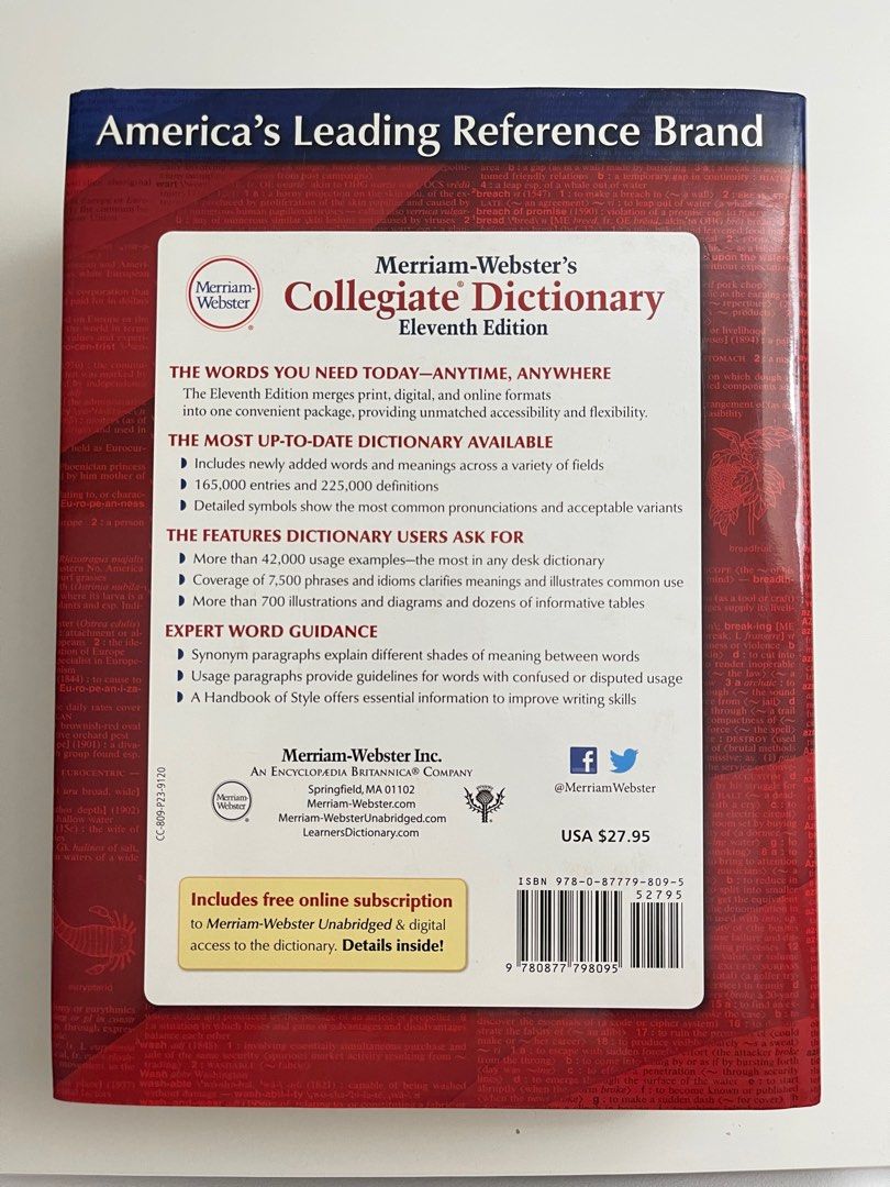 Merriam Webster’s Collegiate Dictionary (hardbound), Hobbies & Toys ...