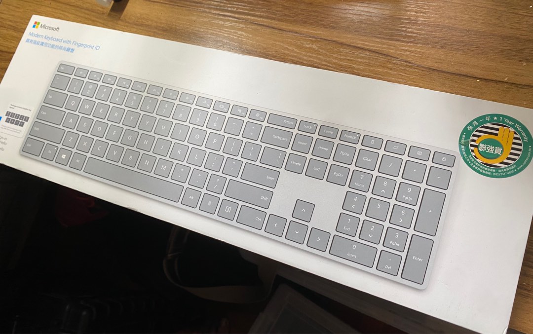 Microsoft wireless keyboard with fingerprint ID, 電腦＆科技, 電腦周邊及配件, 電腦鍵盤及 ...
