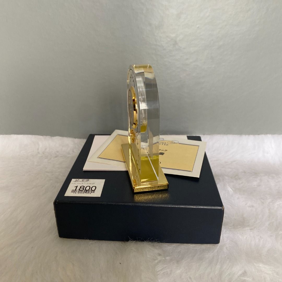 Mikimoto Vintage Clear Gold Pearl Desk Clock, Furniture & Home Living ...