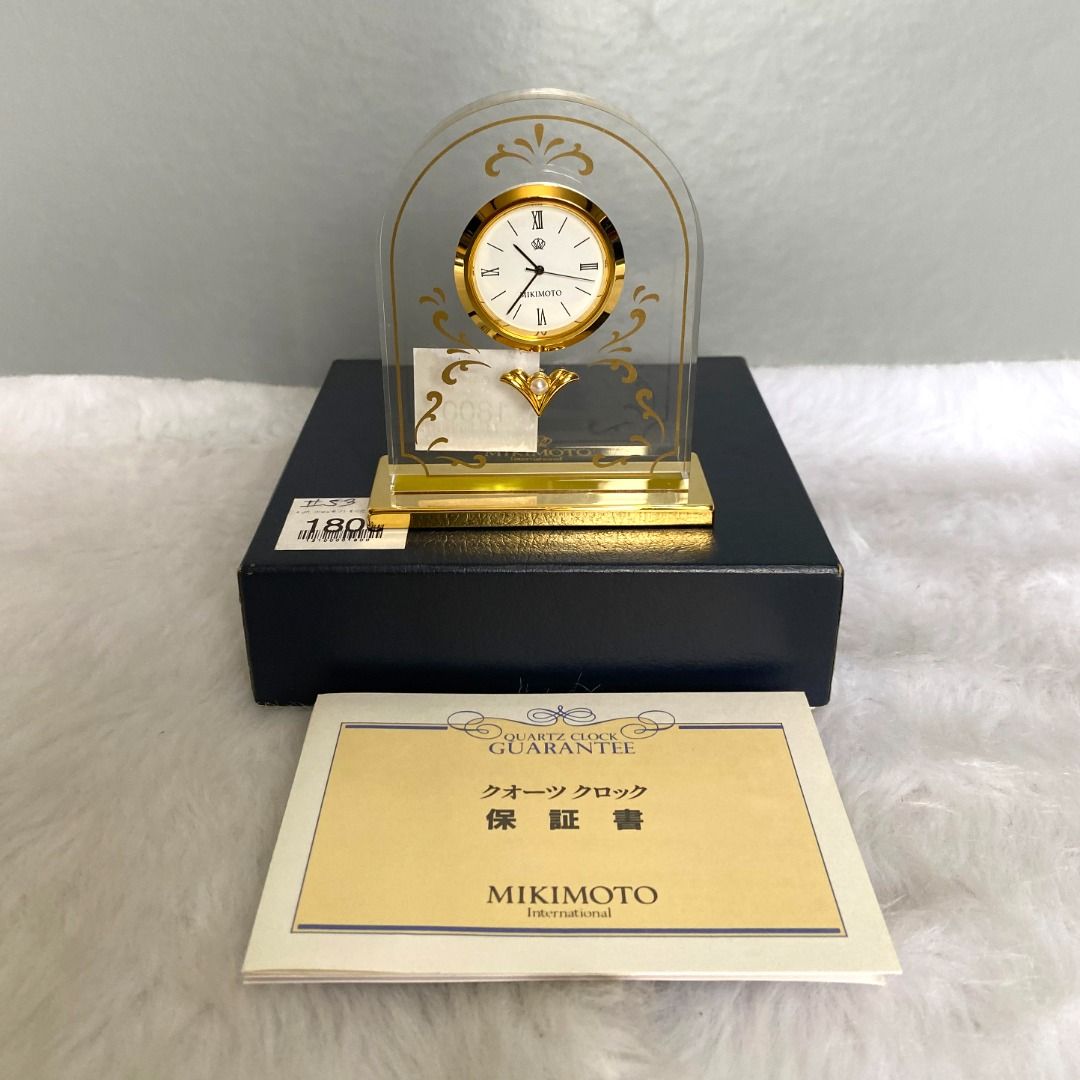 Mikimoto Vintage Clear Gold Pearl Desk Clock, Furniture & Home Living ...