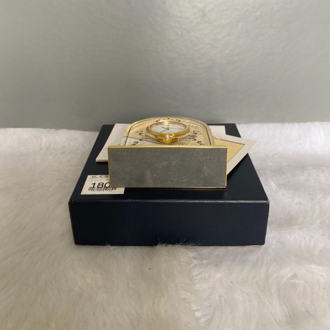 Mikimoto Vintage Clear Gold Pearl Desk Clock, Furniture & Home Living ...