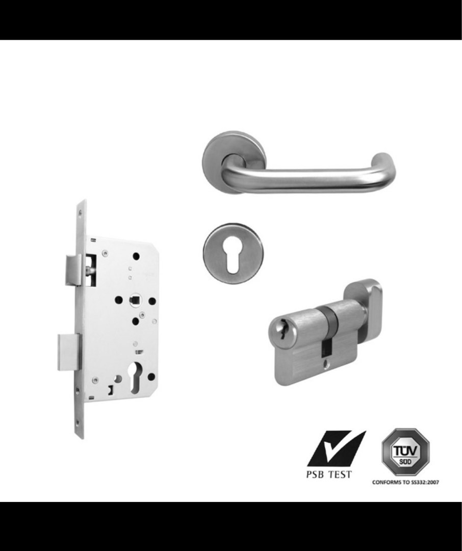 Mortise, Key cylinder w/ Handle Lockset for Fire-rated door, Furniture ...