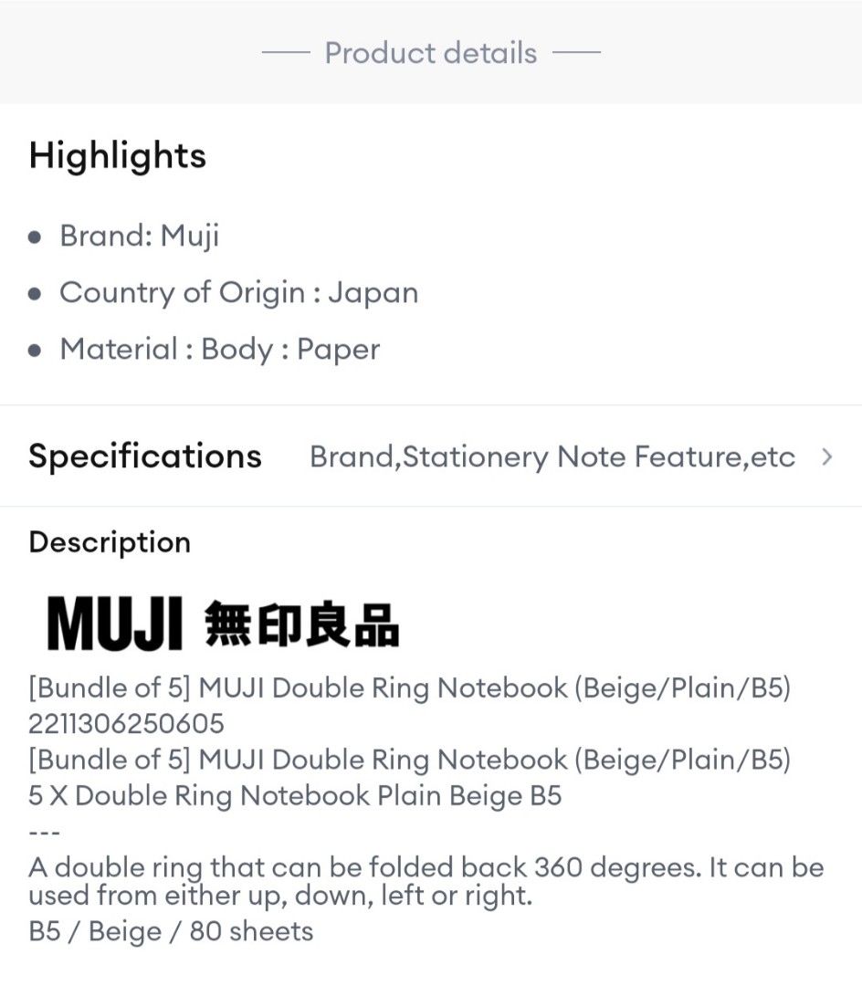 Muji B5 notebook, Hobbies & Toys, Stationery & Craft, Stationery & School Supplies on Carousell