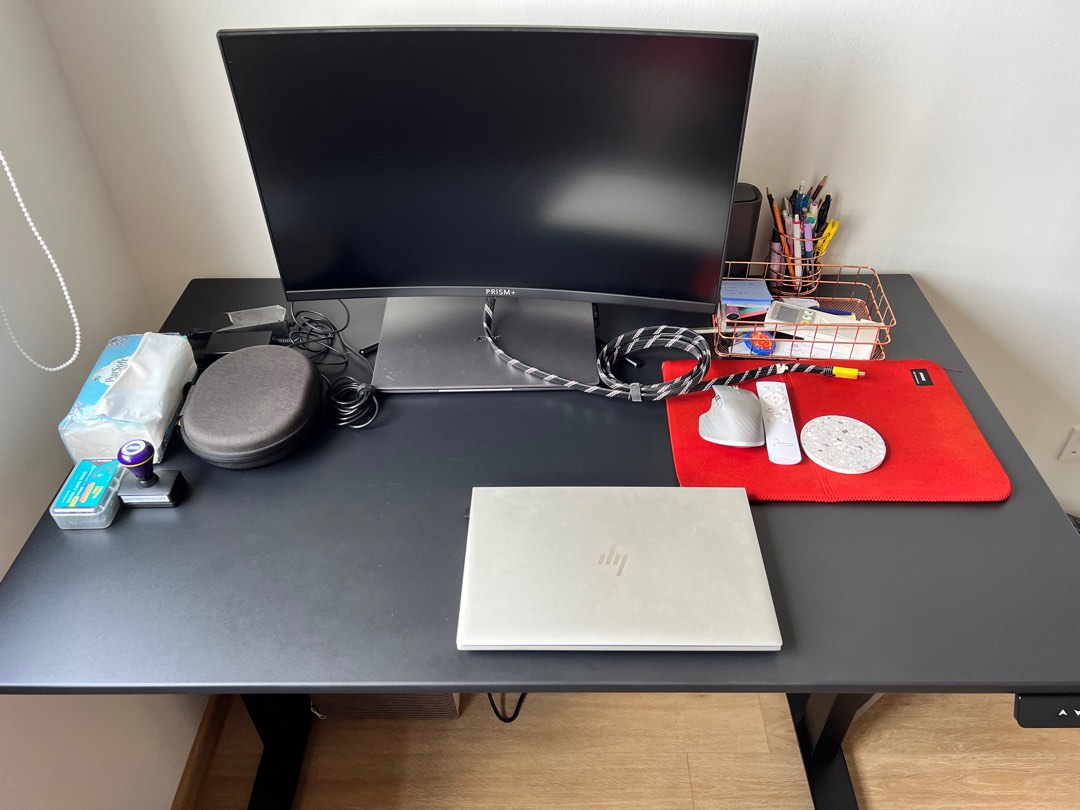 Omnidesk Pro (small) with mounted powerbar, Furniture & Home Living ...