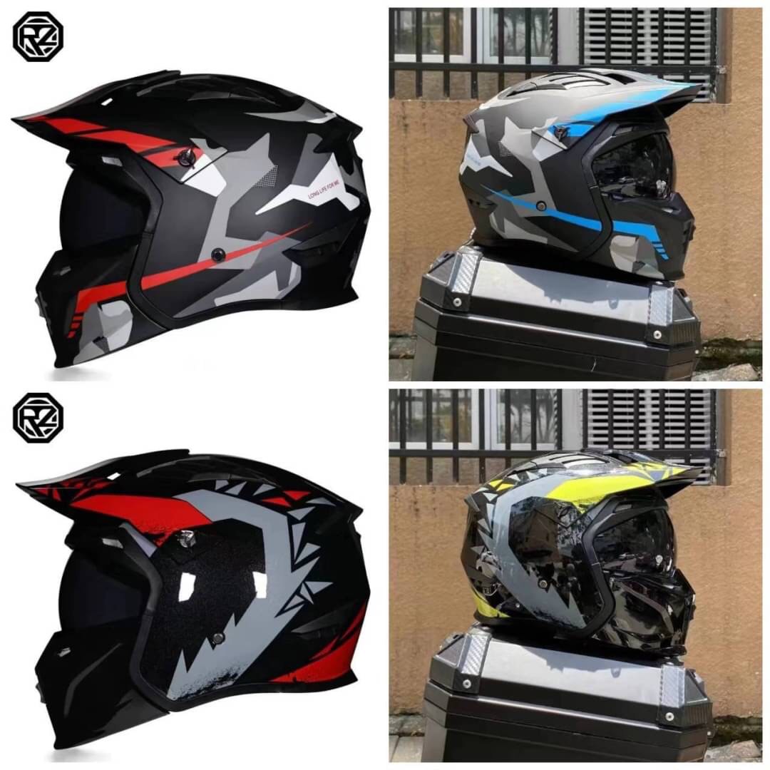 ORZ off-road motorbike helmet with a removable chin bar and a black ...