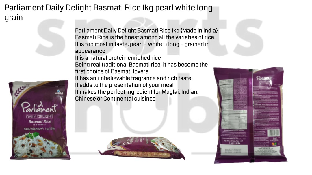 Parliament Daily Delight Basmati Rice 1kg pearl white long grain, Food ...