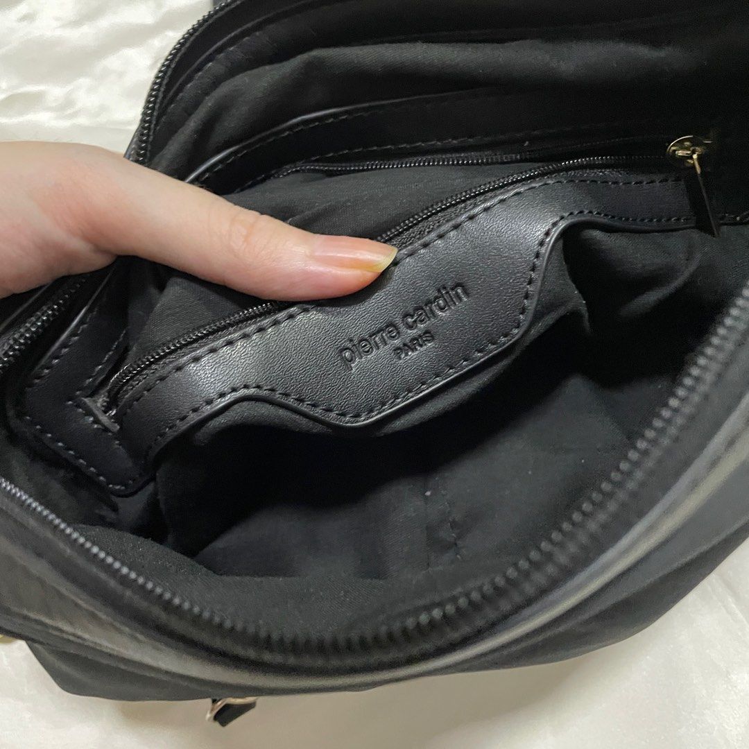 Pierre Cardin Nylon Drop Shoulder Black Sling Bag, Women's Fashion ...