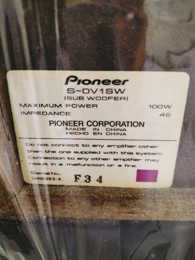 Pioneer S-DV1SW subwoofer and 2 speakers, Audio, Soundbars, Speakers ...