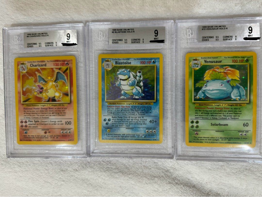 Pokemon TCG 1999 Trio charizard blastoise venasaur bgs9, Hobbies & Toys ...