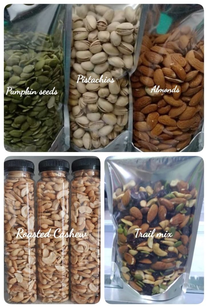 PUMPKIN SEEDS, PISTACHIOS, ALMONDS, ROASTED CASHEW, TRAIL MIX, Food ...