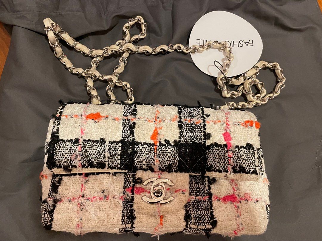 RARE pretty Chanel tweed bag, Luxury, Bags & Wallets on Carousell