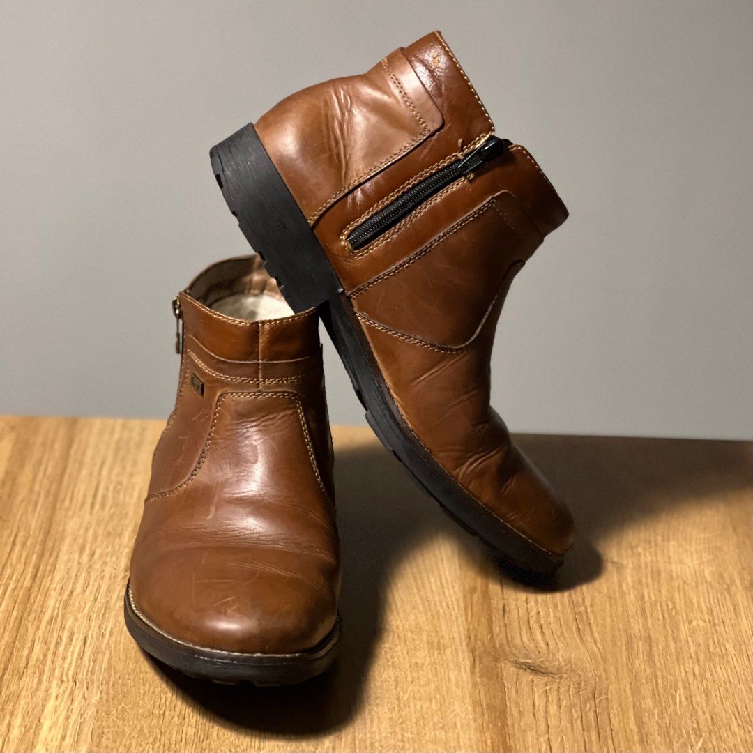 Rieker Leather Zip Mens Boots, Fesyen Pria, Sepatu , Sepatu Boot di ...