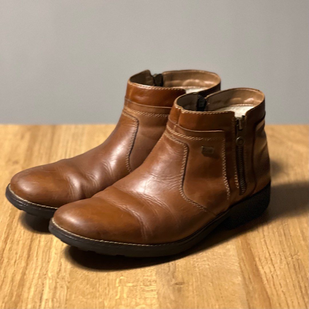 Rieker Leather Zip Mens Boots, Fesyen Pria, Sepatu , Sepatu Boot di ...