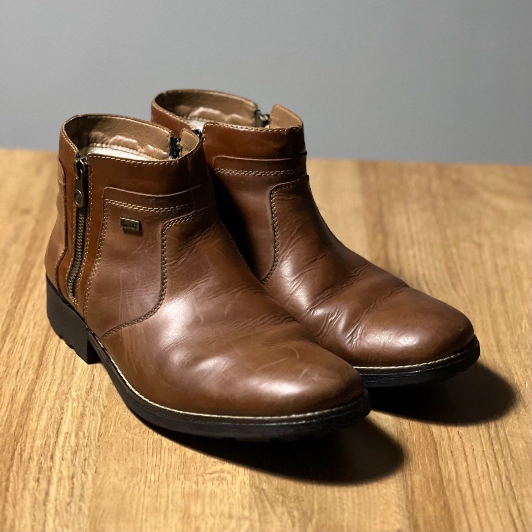 Rieker Leather Zip Mens Boots, Fesyen Pria, Sepatu , Sepatu Boot di ...