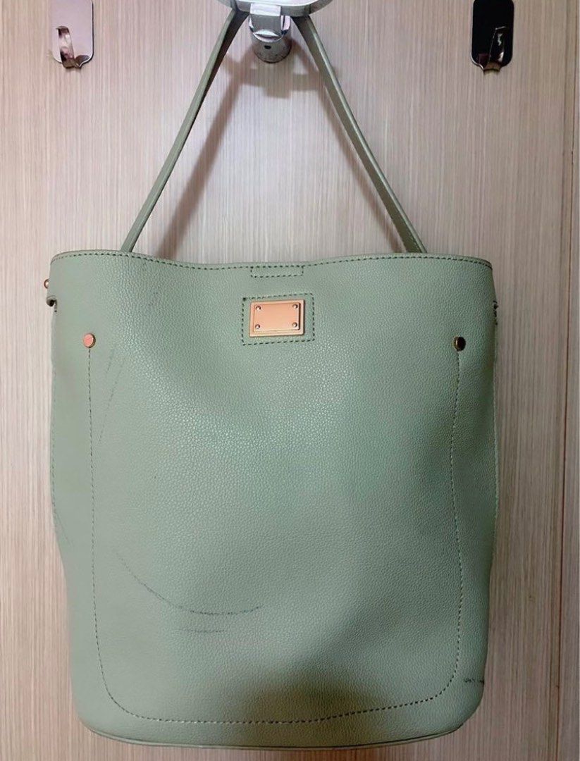 Sage green PU leather shoulder / handbag, Women's Fashion, Bags ...
