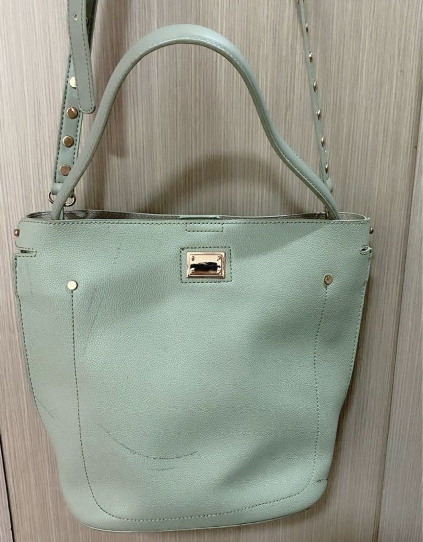Sage green PU leather shoulder / handbag, Women's Fashion, Bags ...
