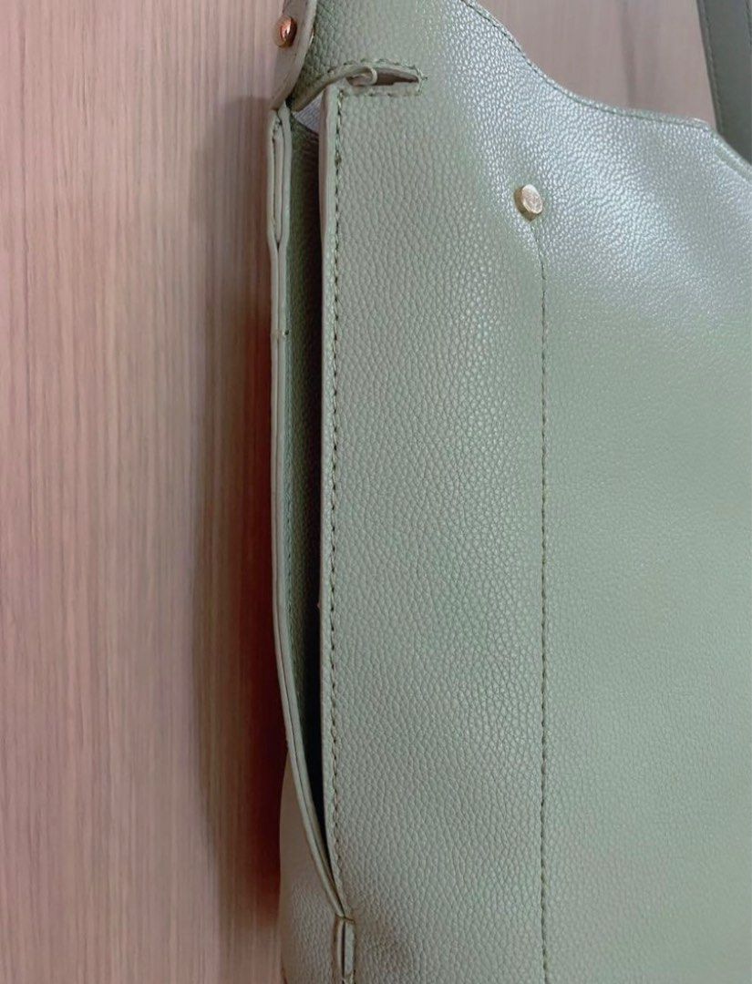 Sage green PU leather shoulder / handbag, Women's Fashion, Bags ...