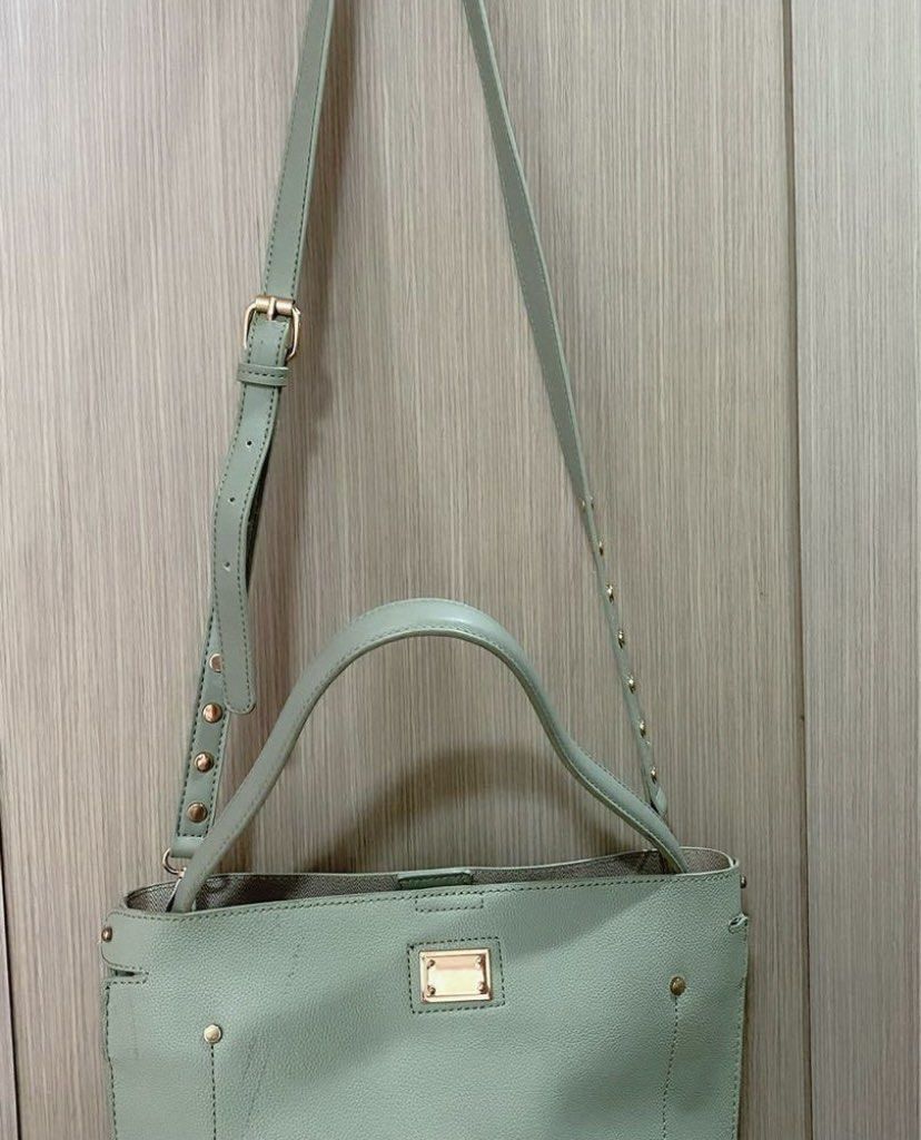 Sage green PU leather shoulder / handbag, Women's Fashion, Bags ...