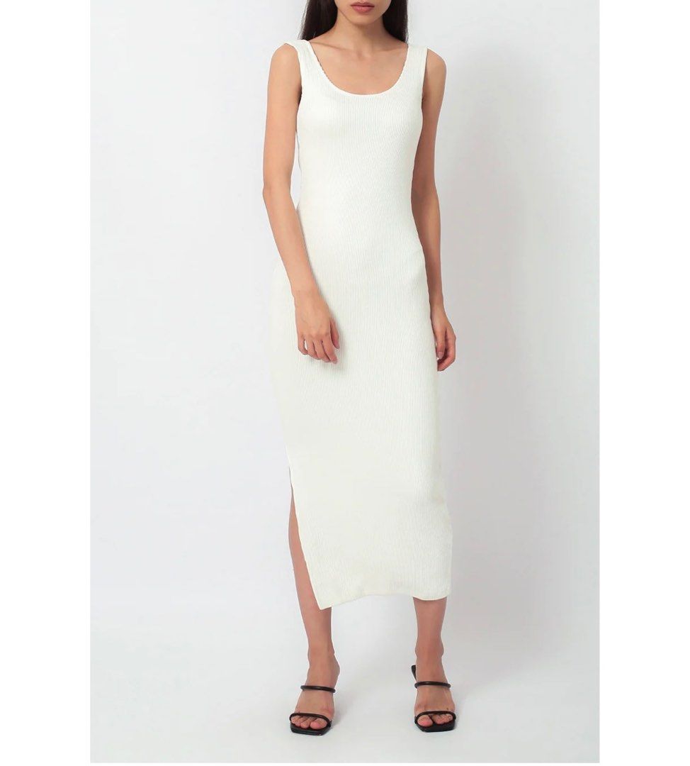 Sansfaff sans faff Natasha Reversi Midi Dress in cream rib, Women's ...