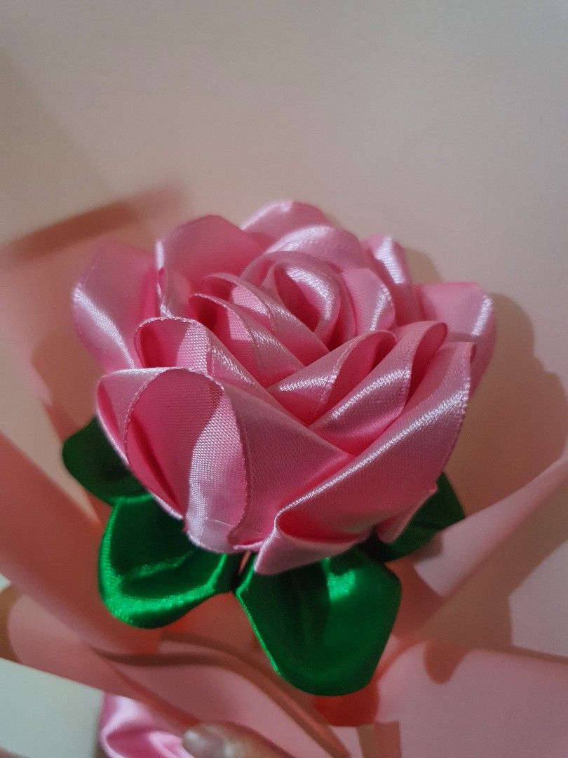 Satin Ribbon Rose Bouquet, Hobbies & Toys, Stationary & Craft, Flowers ...