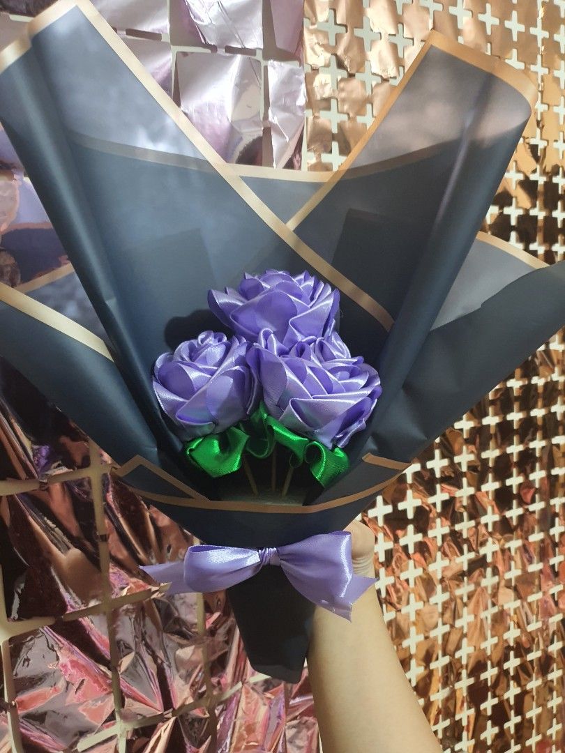 Satin Ribbon Rose Bouquet, Hobbies & Toys, Stationary & Craft, Flowers ...