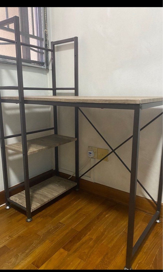 Small Study Table with Side Shelves, Furniture & Home Living, Furniture ...