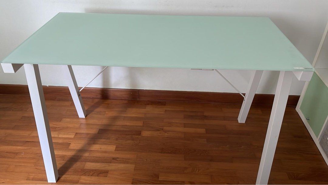 Tempered glass Study table, Furniture & Home Living, Furniture, Tables ...