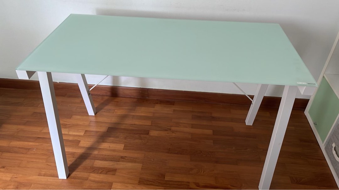 Tempered glass Study table, Furniture & Home Living, Furniture, Tables ...